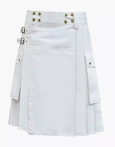 Premium White Traditional Scottish Utility Kilt - Kilt Your World ...